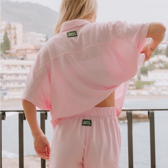Daily Drills | Tops | Daily Drills Pink Linen Set | Poshmark